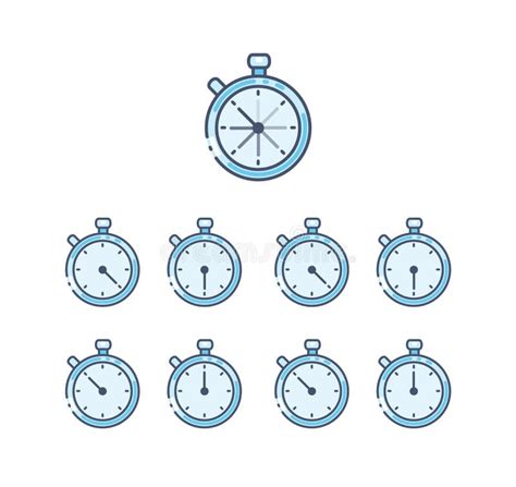 Stopwatch Icon Set In Flat Style Timer Stock Vector Illustration Of Deadline Flat 138393292