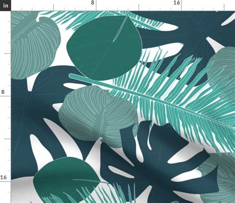 Jungle Tropical Green Teal Monstera Palm Spoonflower