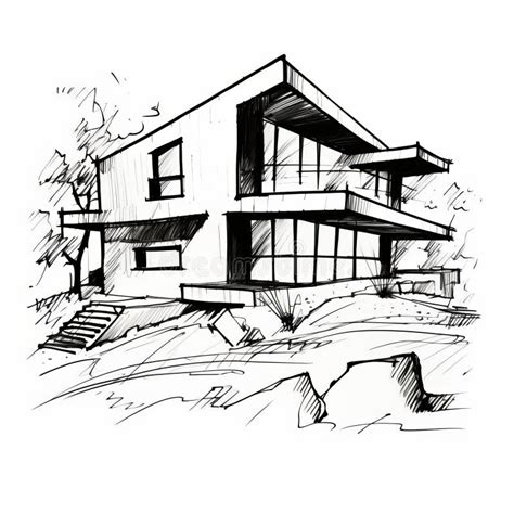 Rough Hand Drawn Sketch Of A Simple Guest Suite Design Stock Illustration Illustration Of