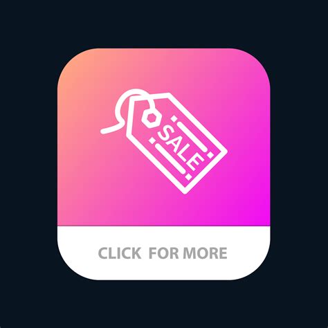 Ecommerce Shopping Tag Sale Mobile App Button Android And IOS Line Version Vector Art