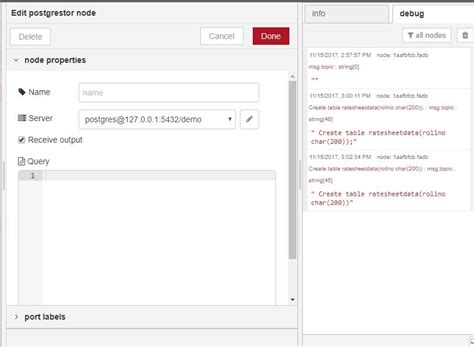 Create A Table In Postgresql Using Node Red Stack Overflow