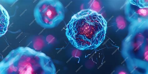 An Abstract View Of Cells Dividing During Mitosis Under A Microscope Concept Cell Division
