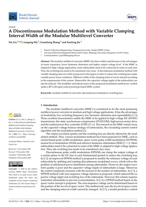 Pdf A Discontinuous Modulation Method With Variable Clamping Interval Width Of The Modular