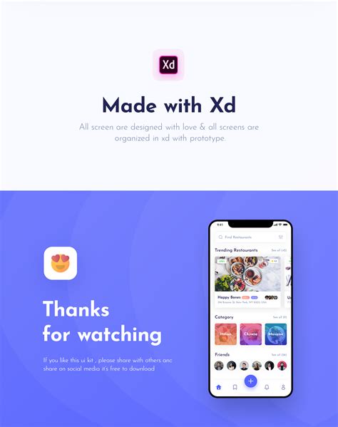 Foodybite Free UI Kit For Adobe XD Behance