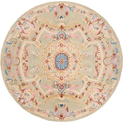 Savonnerie Sav120 Hand Tufted Area Rug Sage Blue 6 Round