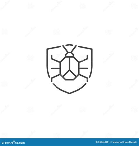 Shield Bug Protect Computer Virus Icon Vector Stock Vector