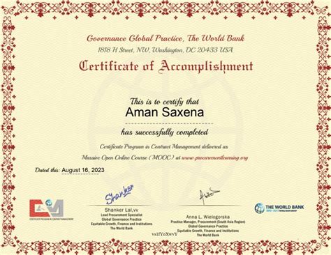 Aman Saxena On Linkedin Contractmanagement Professionaldevelopment Worldbankcertificate