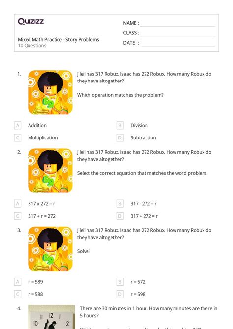 50 mixed operation word problems worksheets for 3rd class on quizizz