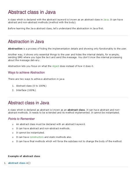 Abstract Class In Java Pdf Method Computer Programming Class