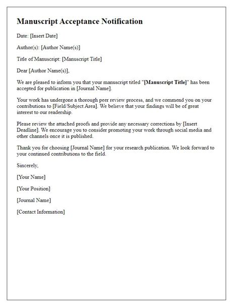 Letter Template For Manuscript Acceptance Confirmation Free Samples In Pdf Letterin