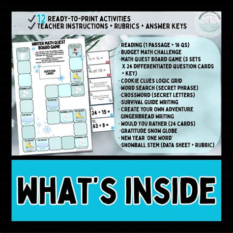 December Winter Activity Pack Grades 36 Ela Math Logic Stem Sel