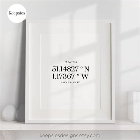 personalised couple coordinates print custom gps location poster