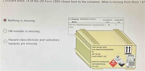 Solved Compare Block 14 Of The Dd Form 2890 Shown Here To The Container What Is Missing From