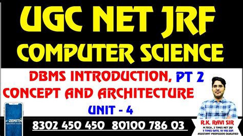 Dbms Introduction Concept And Architecture 2 Computer Science Ugc Net Jrf Unit 4 Zenith