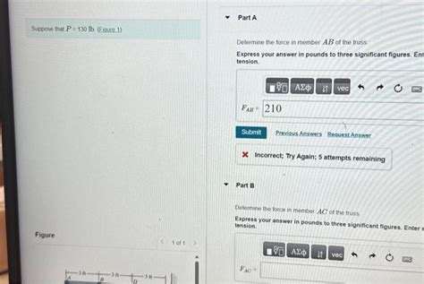 Solved Figure 1 Of 1suppose That P 130lb Elqure 1