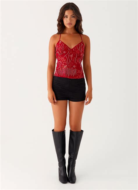 Kamilla Sequin Cami Top Red Peppermayo Kamilla Sequin Cami Top Red Peppermayo
