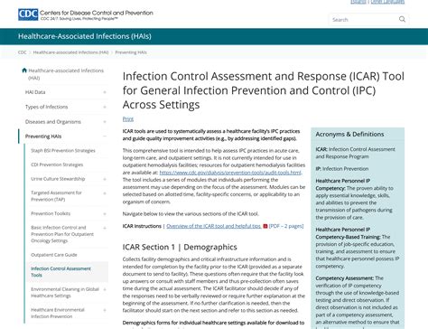 Infection Control Assessment Tools Wellness Hub