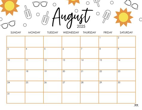 Printable Month Calendar August 2025