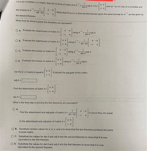 solved if a is an invertible n×n matrix then the inverse of