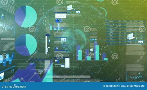 Animation Of Digital Screen With Diverse Data Globe And Graphs Stock Footage Video Of Concept