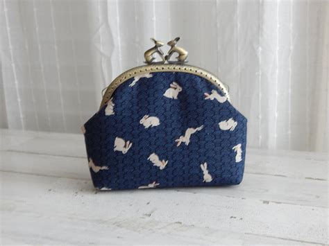 Bunny Rabbit On Blue Wallet Card Holder Coin Purse With Bunny Etsy