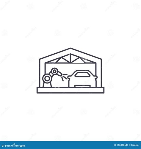 Car Assembly Line Vector Line Icon Sign Illustration On Background Editable Strokes Stock