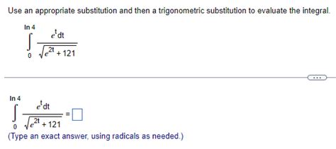 [solved] Use An Appropriate Substitution And Then A Trigo