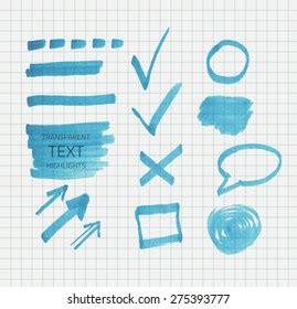 Vector Set Transparent Highlighter Marks Blue Stock Vector Royalty Free 182194697 Shutterstock