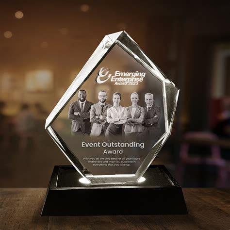 3d Crystal Corporate Award Plaque Personalized Work Anniversary T