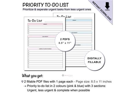 Fillable Priority To Do List With Checkboxes Digitally Fillable And