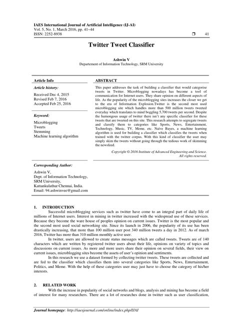 Pdf Twitter Tweet Classifier