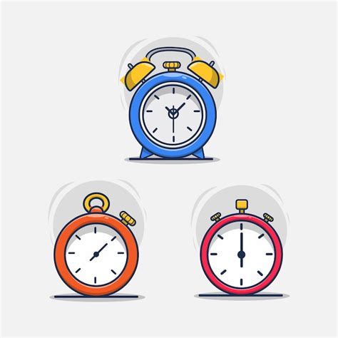 Premium Vector Set Of Alarm Clock And Stopwatch Icon Illustration