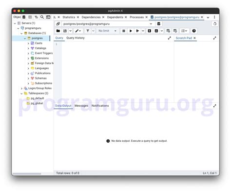 Pgadmin Open Query Tool For The Database