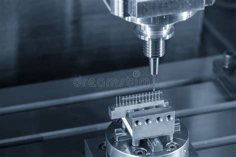 Close Up Scene The Cnc Milling Machine Cutting The Copper Electrode