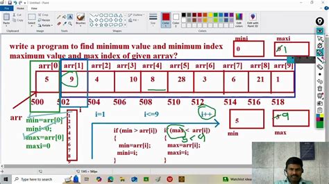 arrays in c language write a program to find minimum minimum index and