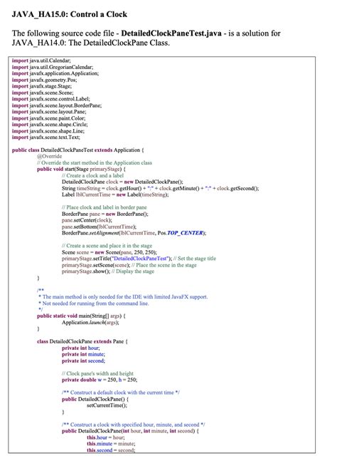 Solved Java Ha150 Control A Clock The Following Source