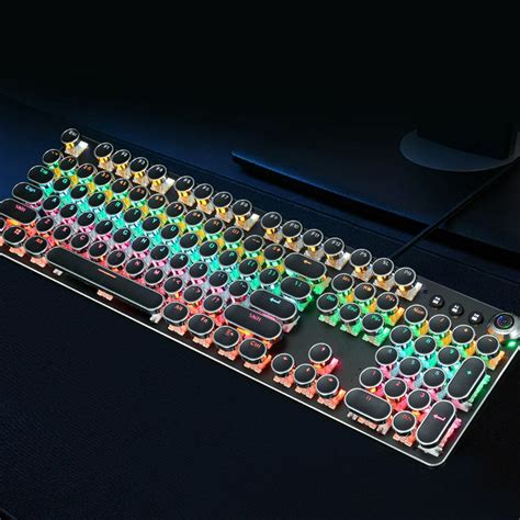Otviap 104 Keys Keyboard Metal Gaming Keyboard Led Wireless Rainbow