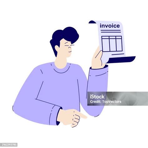 빌 지불 와 남자 캐릭터 보유 종이 영수증 벡터 일러스트 레이 션 개념에 대한 스톡 벡터 아트 및 기타 이미지 개념 경제