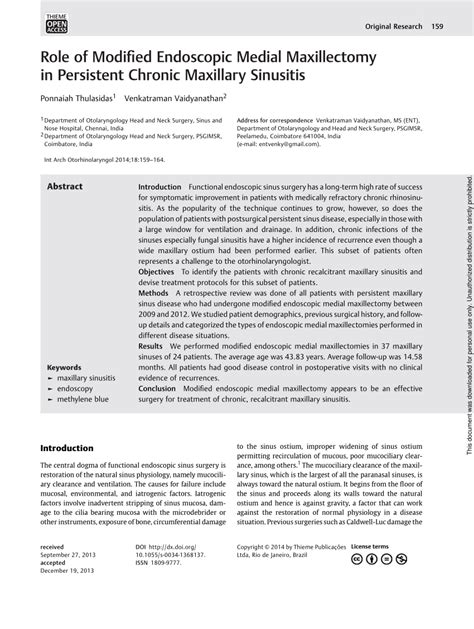 Pdf Role Of Modified Endoscopic Medial Maxillectomy In Persistent Chronic Maxillary Sinusitis