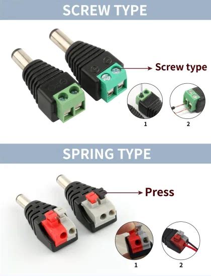 Screw Plug Adapter Cord Female 10a Jack 2 Pin 12v Dc Male Power Connector Bnc Connector