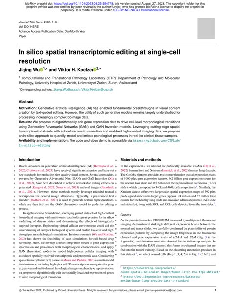 Pdf In Silico Spatial Transcriptomic Editing At Single Cell Resolution