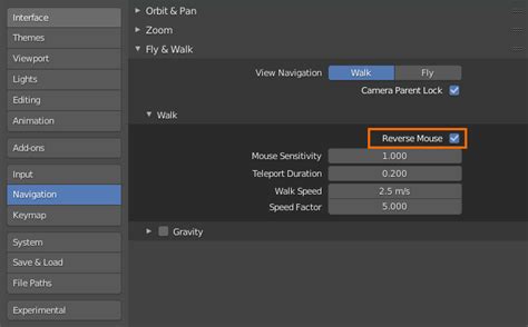 D View Invert Fly Mode Mouse Control Blender Stack Exchange