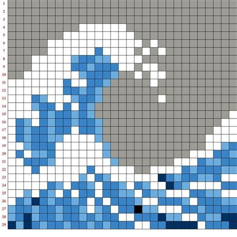 Blue And White Waves Cross Stitch Pattern