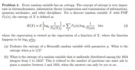 Solved Every Random Variable Has An Entropy The Concept Of Chegg