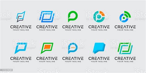 추상 초기 문자 P 로고 템플릿의 집합입니다 패션 디지털 기술의 비즈니스를위한 아이콘 로고에 대한 스톡 벡터 아트 및 기타 이미지 로고 알파벳 P 대화 풍선 문자