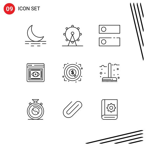 Outline Pack Of 9 Universal Symbols Of Money Marketing Setting Web Retina Editable Vector Design