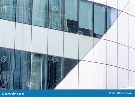 The Facade Consists Of Glass And Aluminum Composite Stock Image Image Of Aluminum Consists