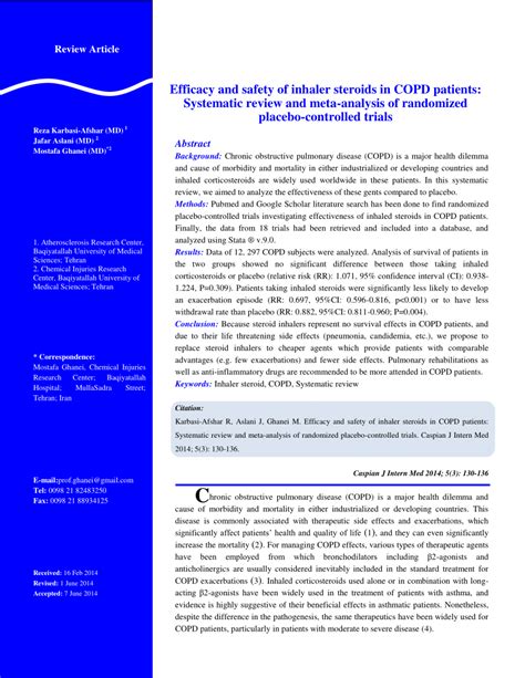 Pdf Efficacy And Safety Of Inhaler Steroids In Copd Patients