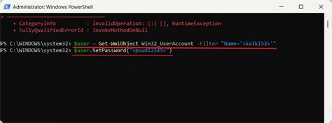 Как изменить пароль учетной записи с помощью Powershell в Windows 11