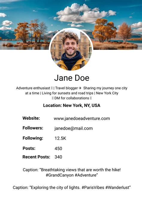 Free Dating Profile Template To Edit Online